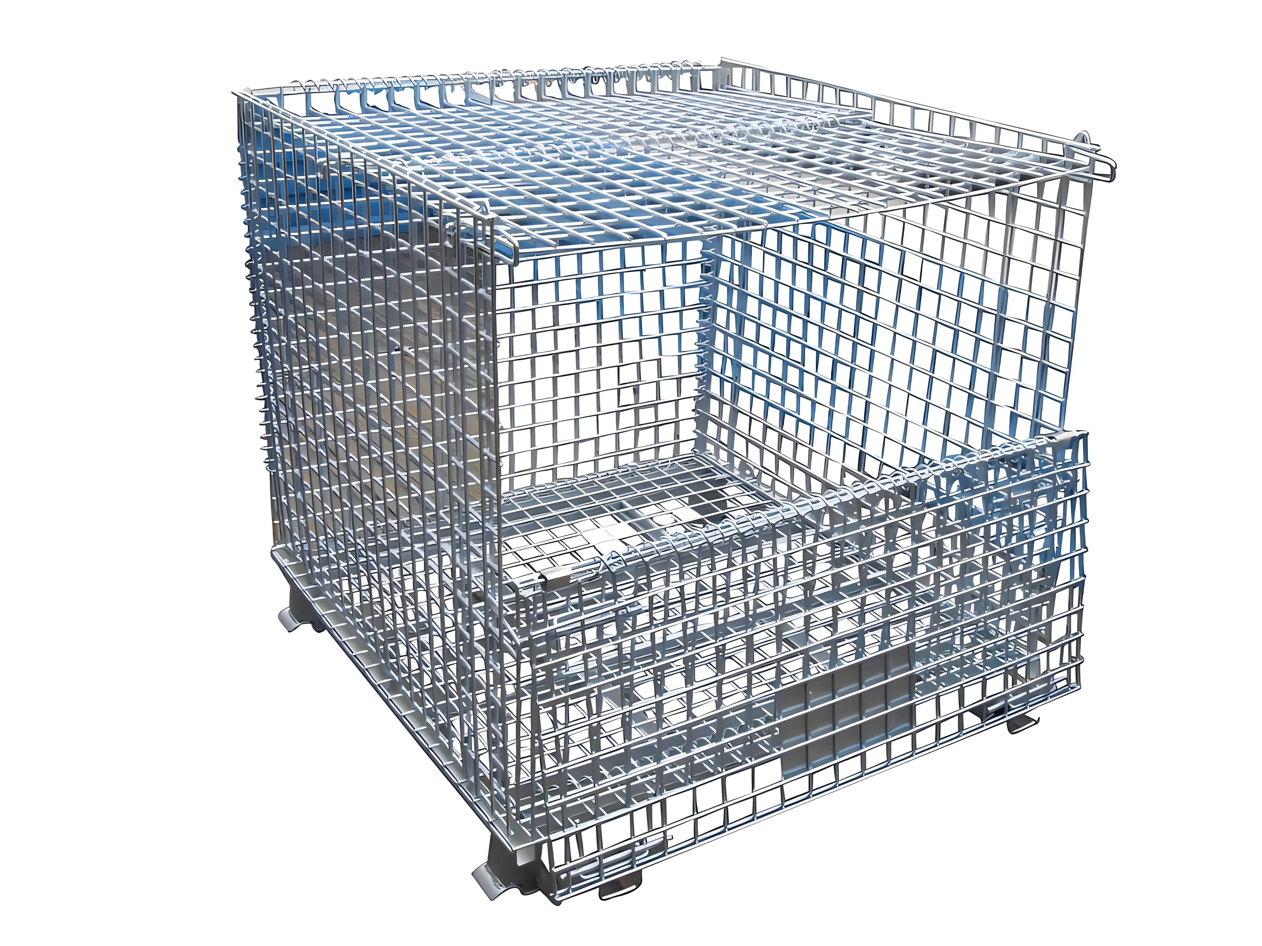 Đặt chồng lên nhau Giao diện dây thép gập gập Pallet Rack Cage Cage ...